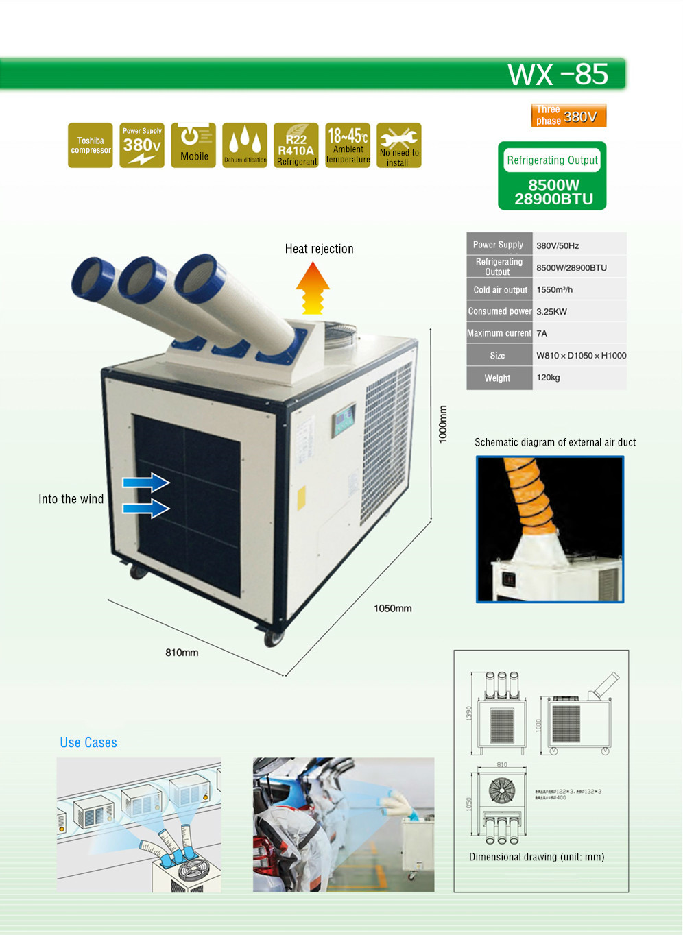 Refrigerant Cooling Style Portable Air Conditioner 28900BTU Customized ...