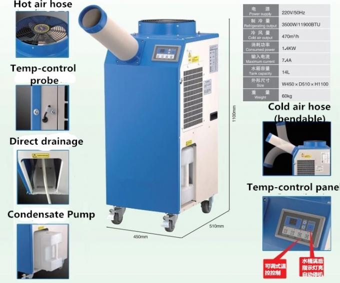 Durable 3500W Portable Spot Coolers / Spot Cooling Systems For Hospital ...
